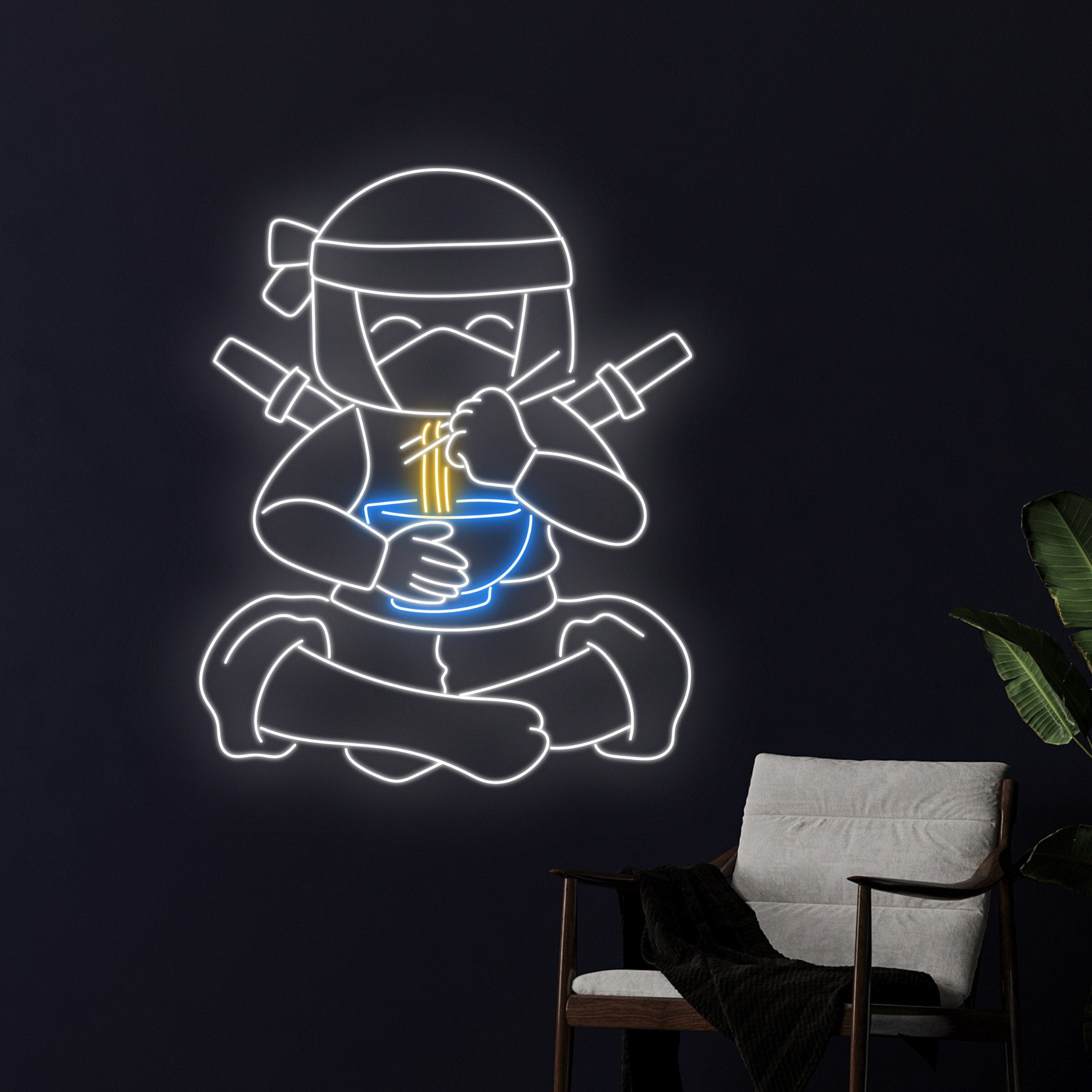 Handmadetneonsign Ninja Eating Ramen Neon Sign, Ninja Eats Japanese ...