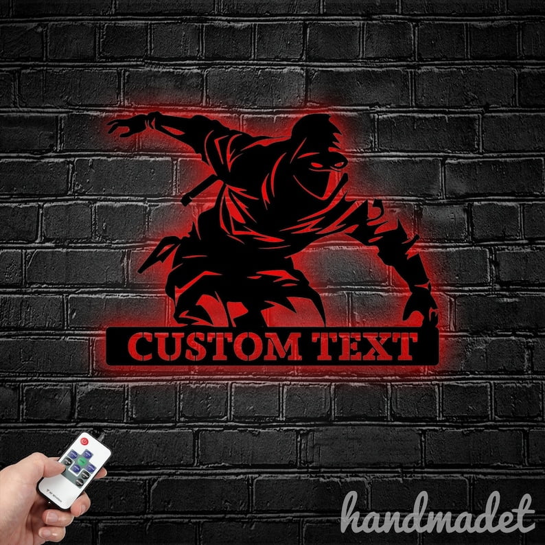 Handmadetneonsign Ninja Metal Wall Art Light, Ninja Metal Sign Wall Decor, Ninja Metal Decor ...