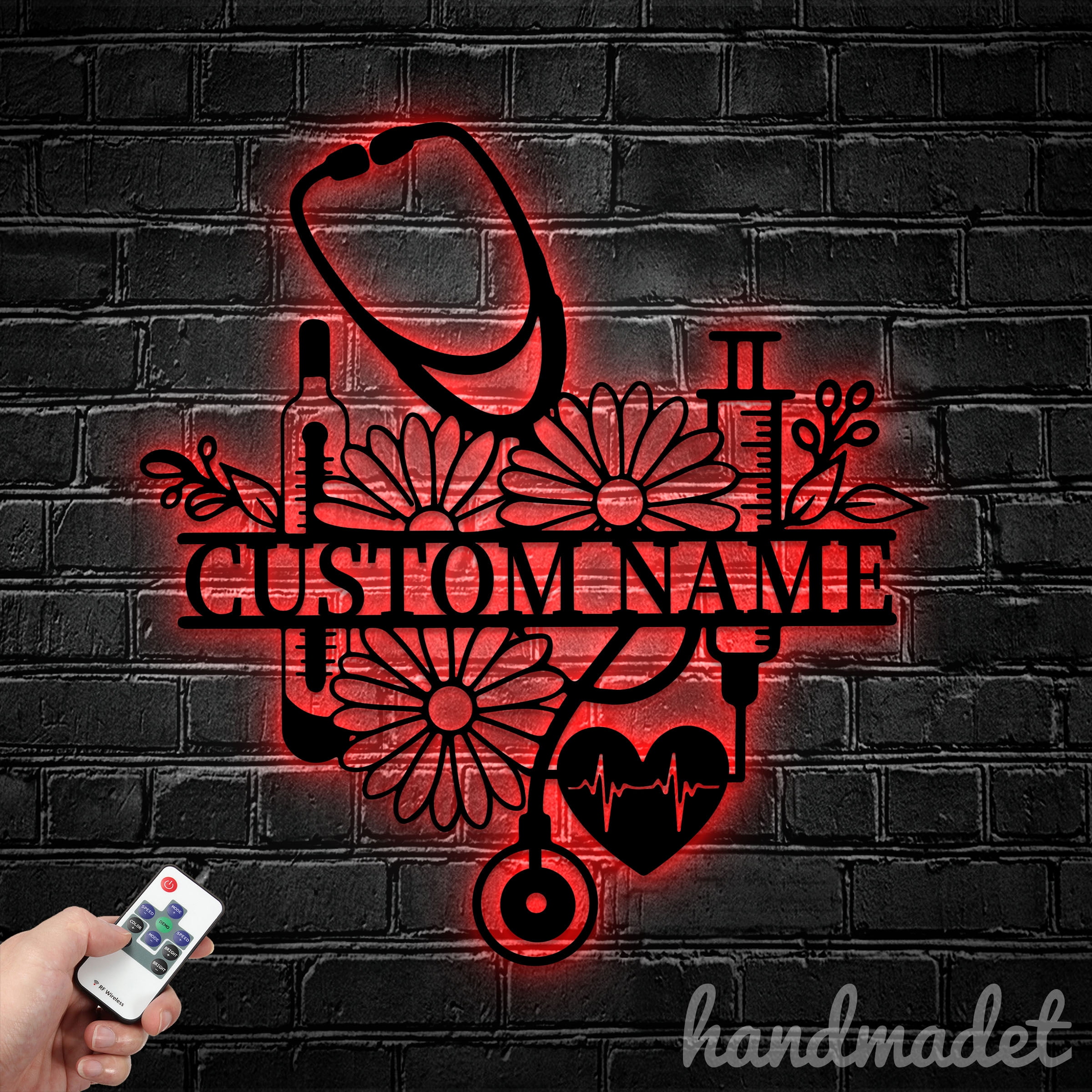Handmadetneonsign Nurse Metal Wall Art Light, Nurse Metal Sign Wall ...