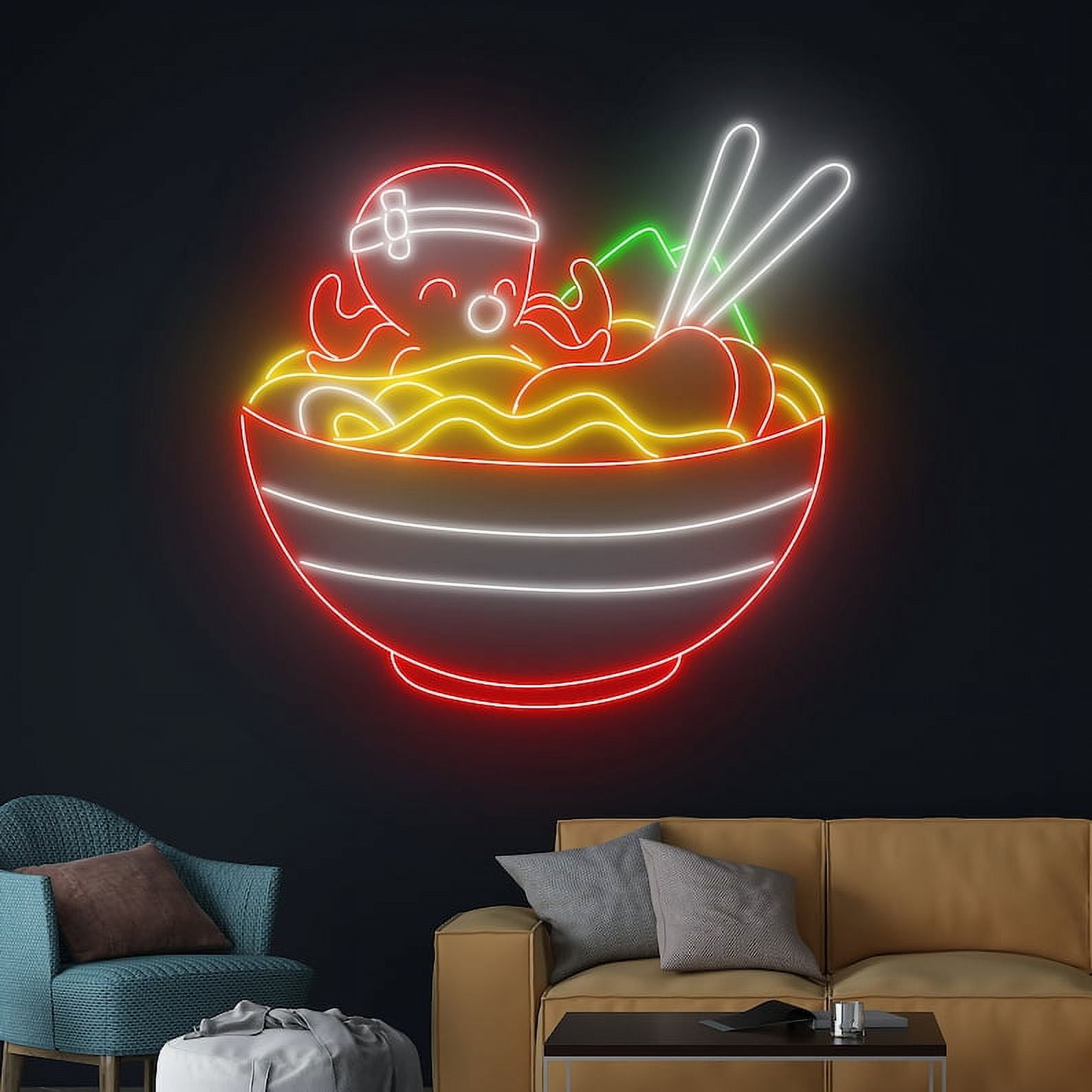 Handmadetneonsign Octopus Ramen Neon Sign, Octopus Ramen Wall Art Decor ...