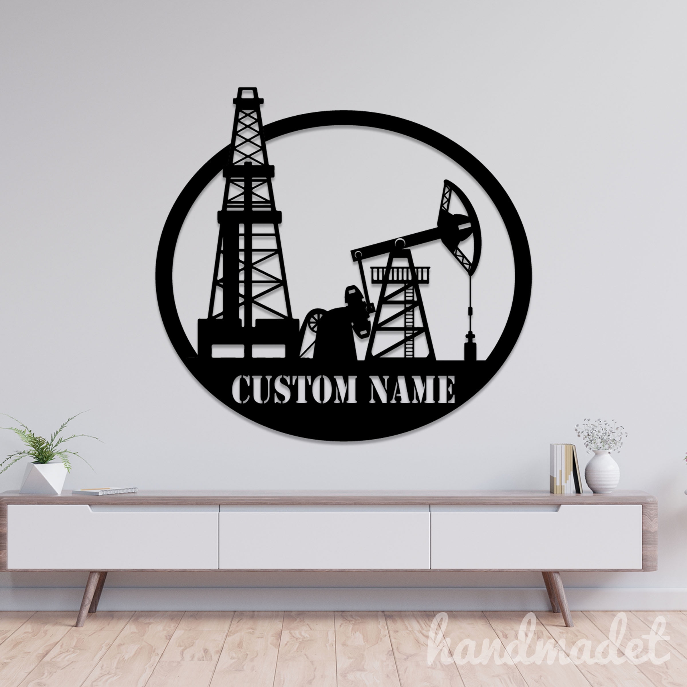 Handmadetneonsign Oil Field Driver Metal Wall Art Light, Oil Field ...