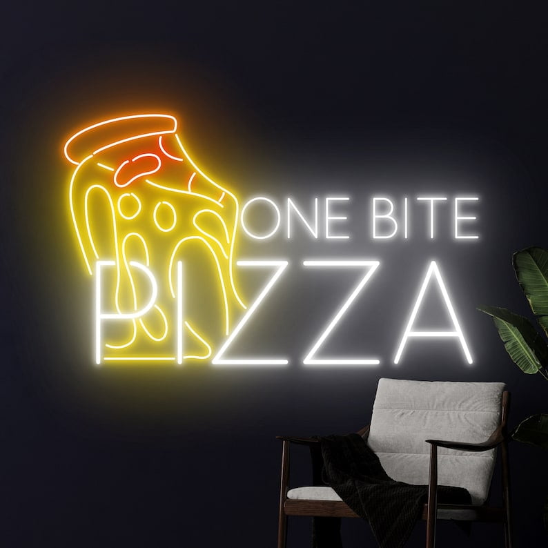 Handmadetneonsign One Bite Pizza Neon Sign, Pizza Neon Light, Pizza Led ...