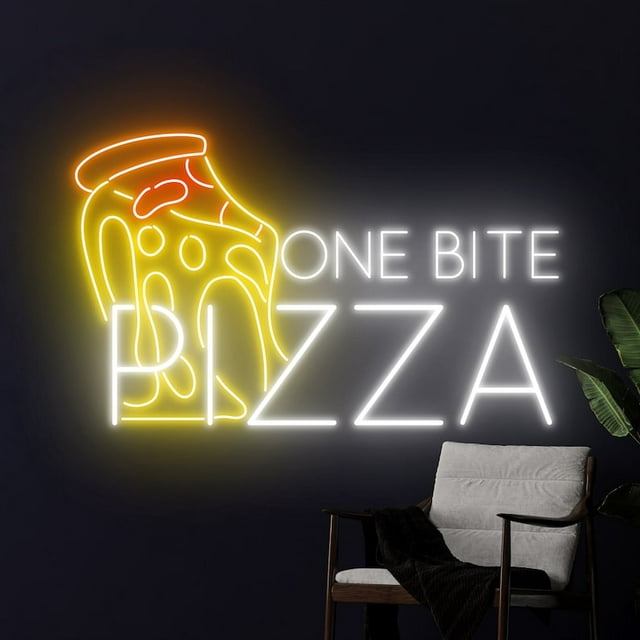 Handmadetneonsign One Bite Pizza Neon Sign, Pizza Neon Light, Pizza Led ...
