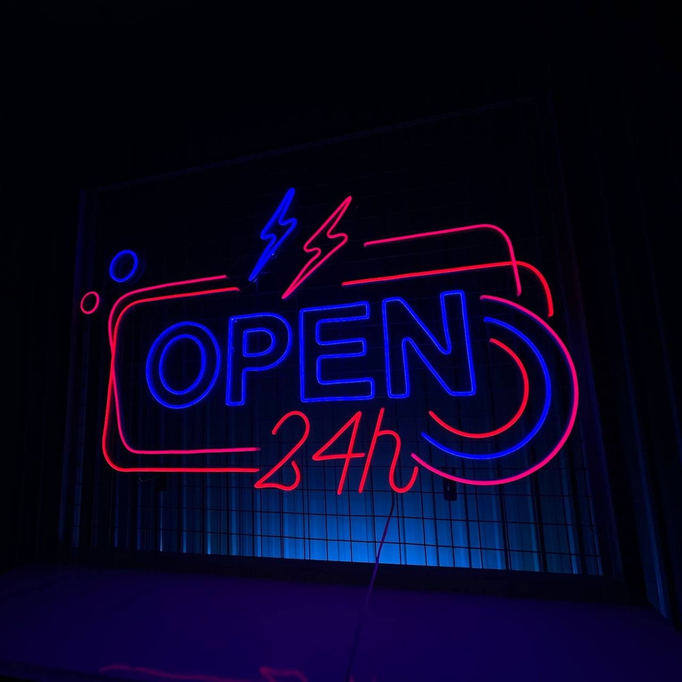 Handmadetneonsign Open 24h Neon Sign, Open Store Neon Wall Art Decor ...