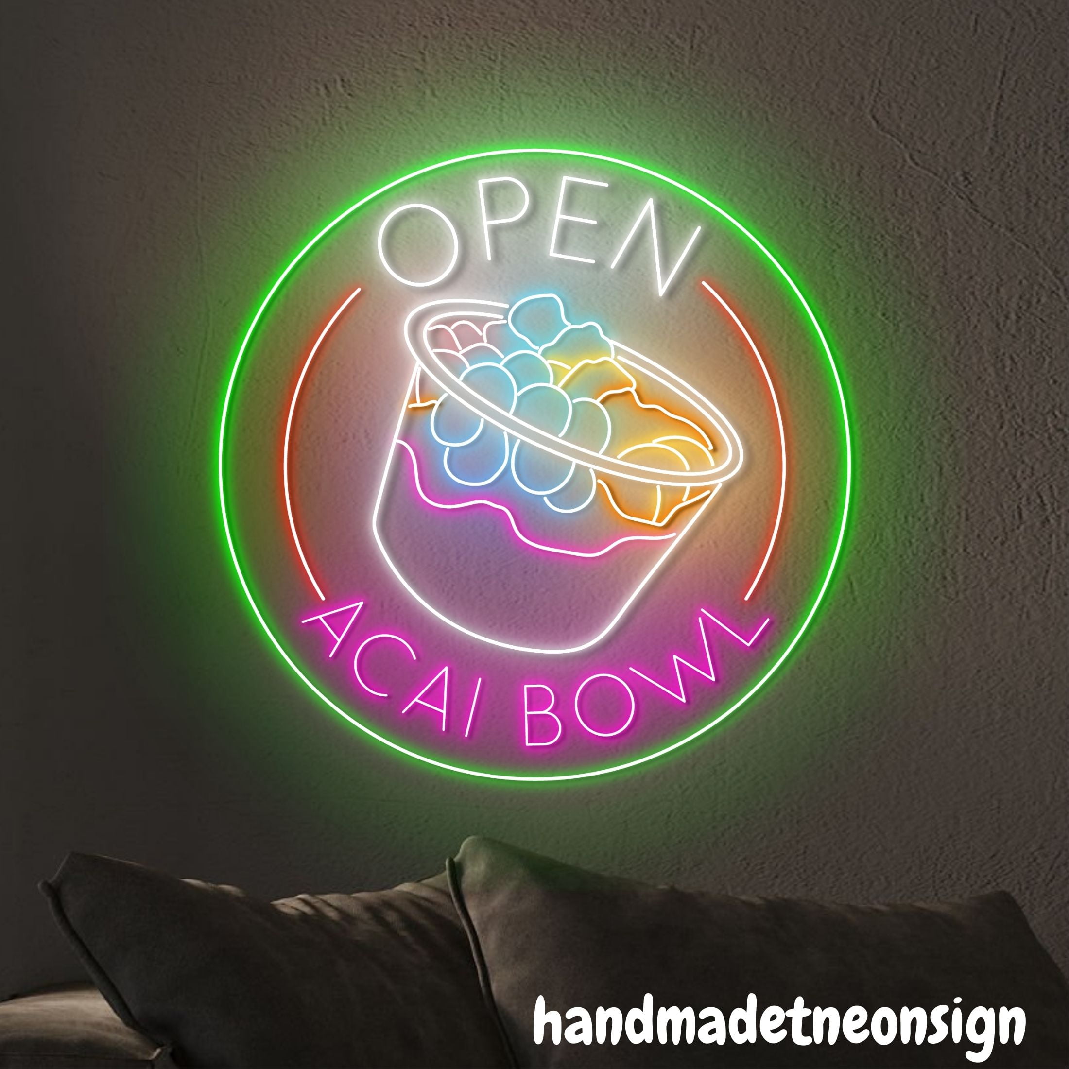 Handmadetneonsign Open Acai Bowl Neon Sign, Open Acai Bowl Wall Art ...