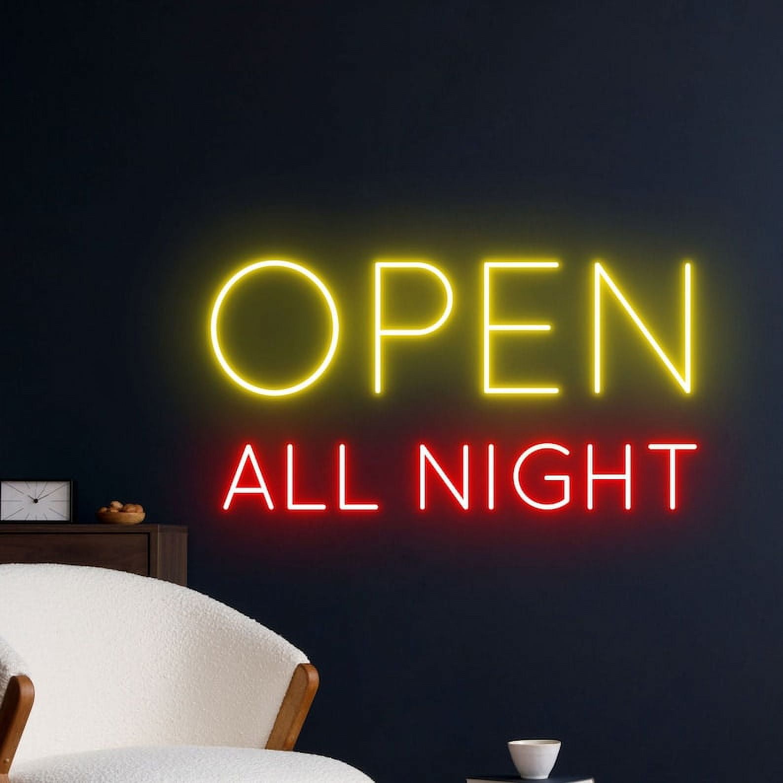 Handmadetneonsign Open All Night Neon Sign, Open All Night Wall Art ...