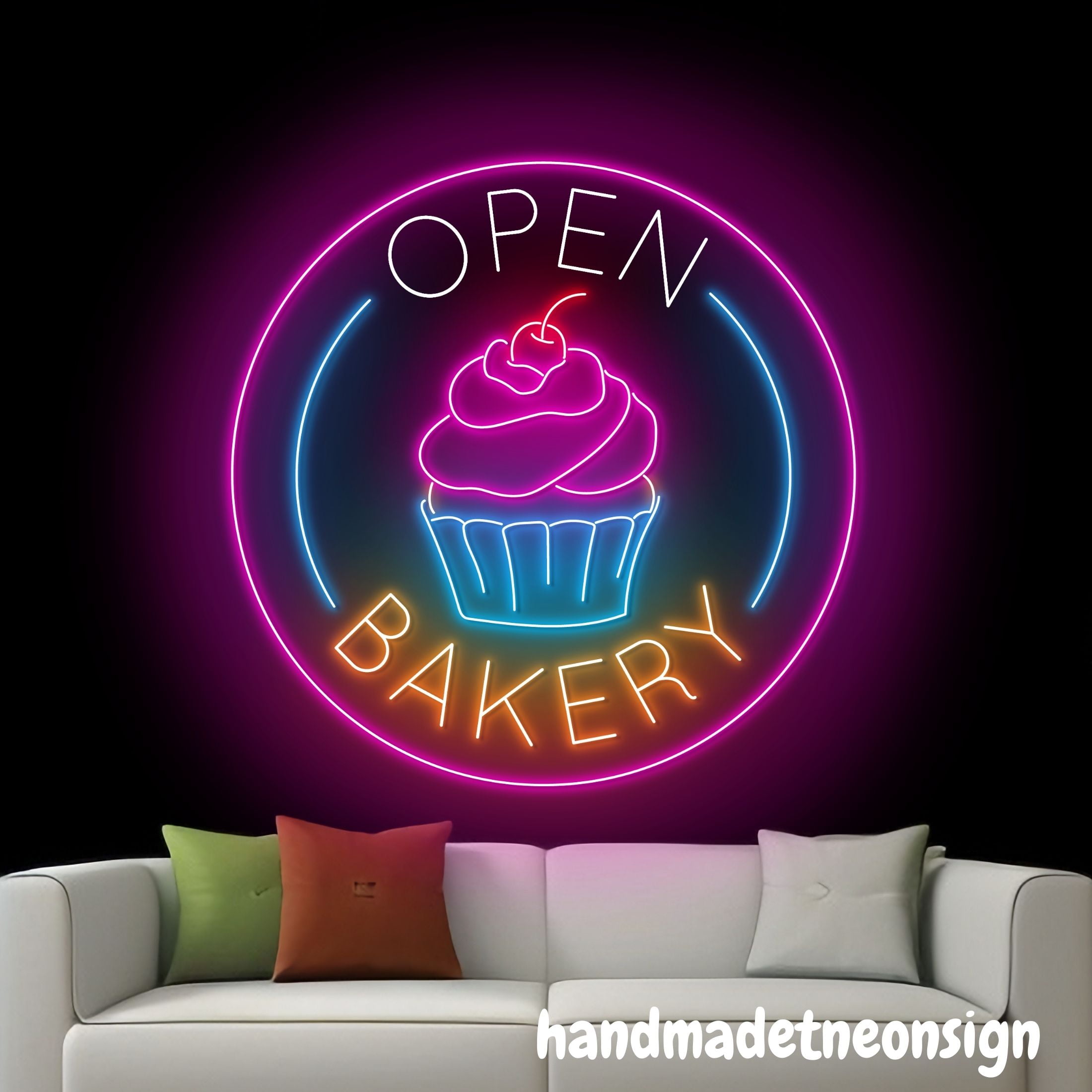 Handmadetneonsign Open Bakery Neon Sign, Pastry Shop Led Light, Cupcake ...