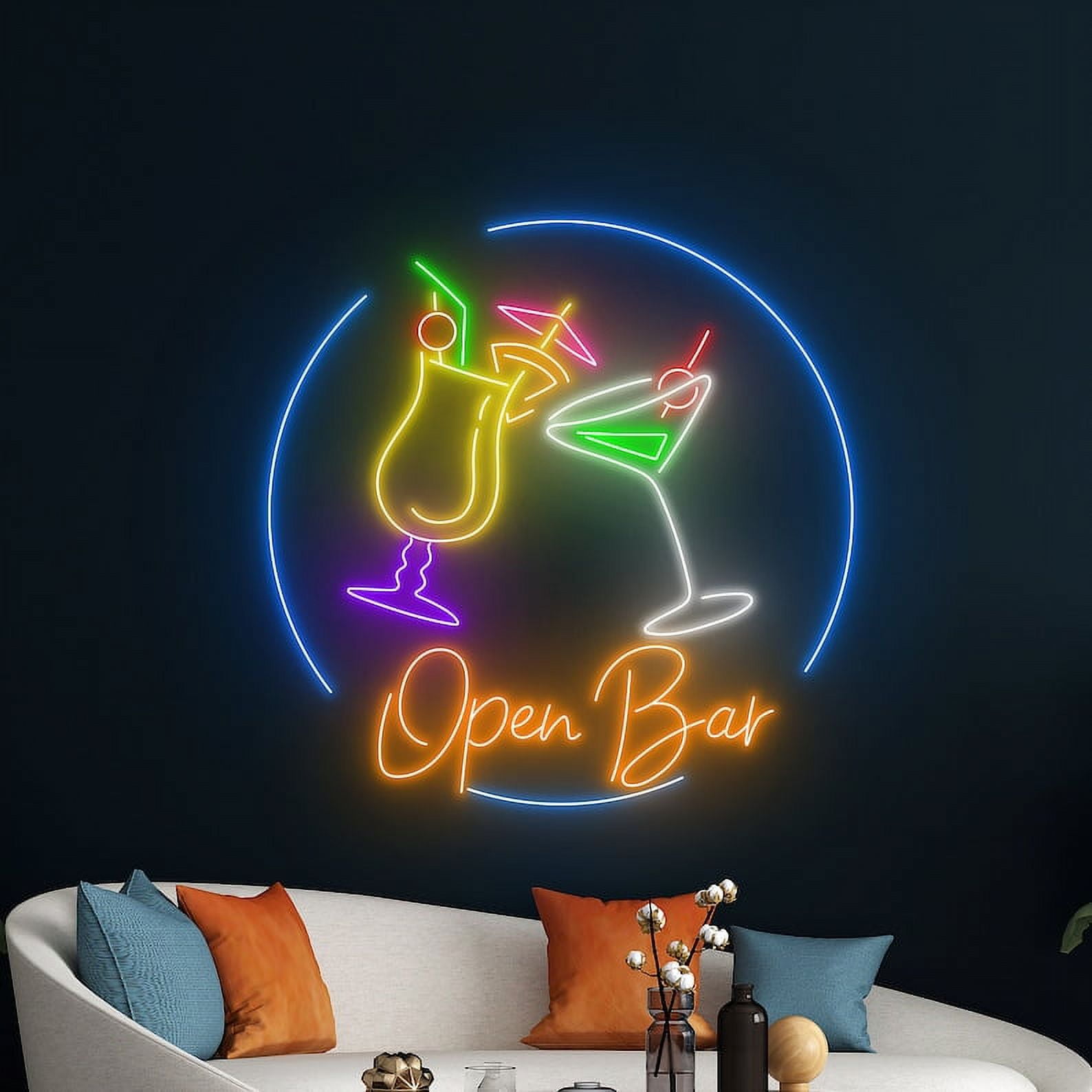 Handmadetneonsign Open Bar Neon Sign, Drinking Bar Logo LED Light ...