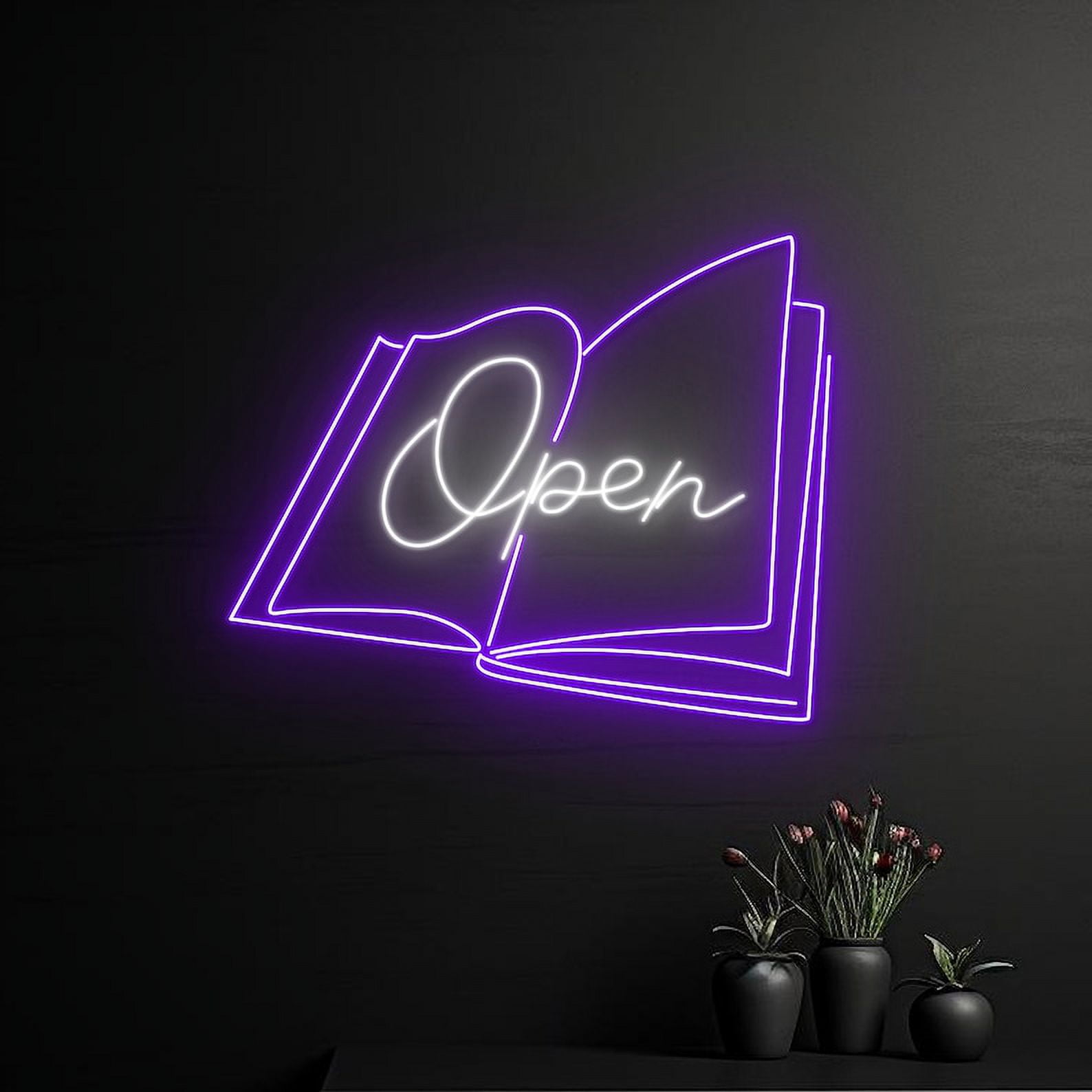 Handmadetneonsign Open Book Neon Sign, Book Open Shop Neon Light ...