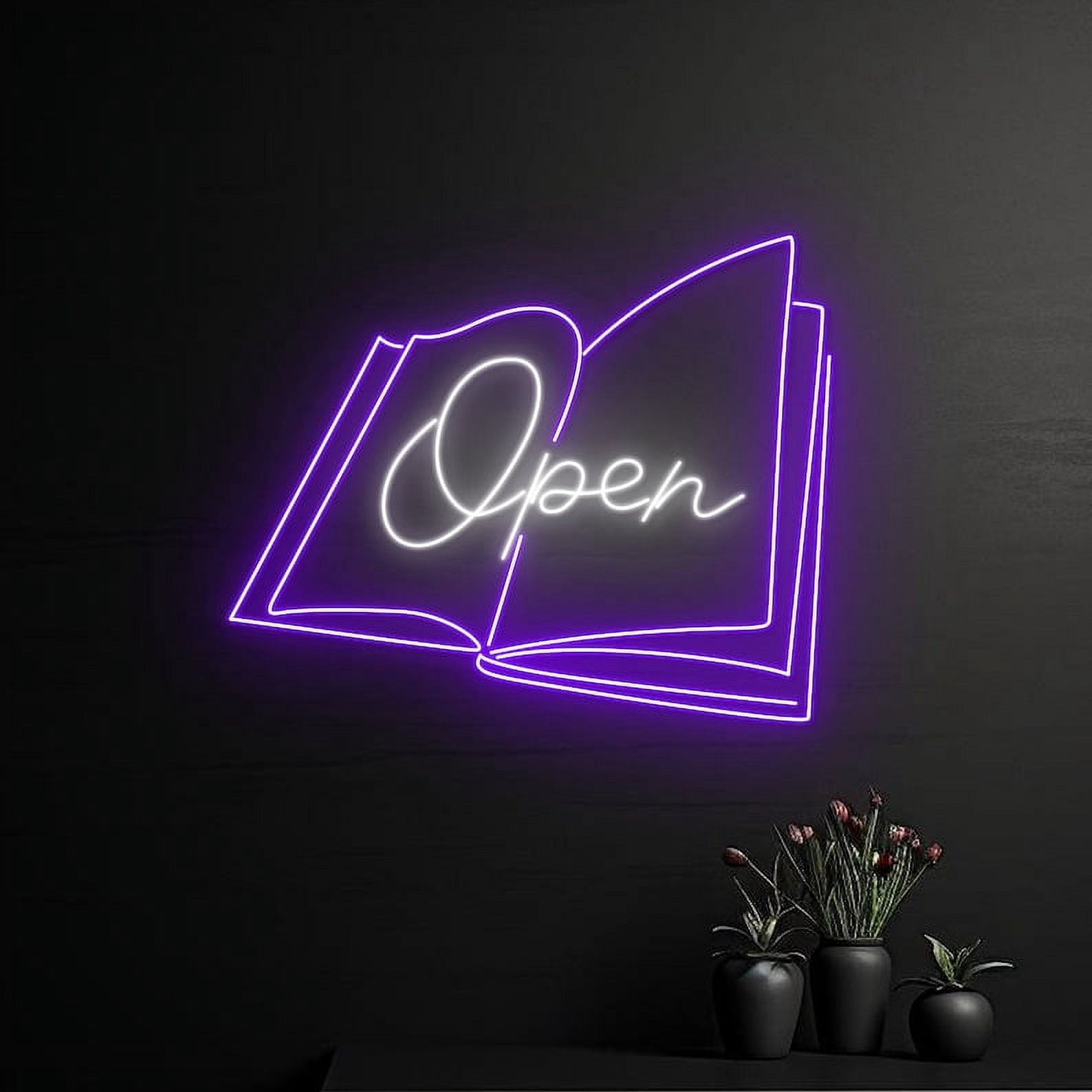 Handmadetneonsign Open Book Neon Sign, Book Open Shop Neon Light ...