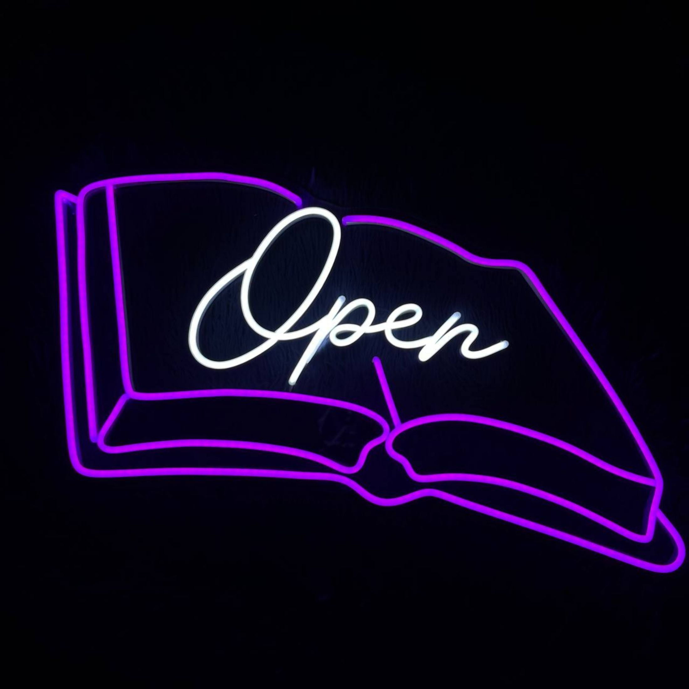 Handmadetneonsign Open Book Neon Sign, Book Store Wall Art Decor ...