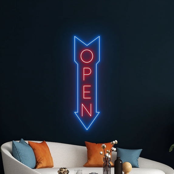Handmadetneonsign Open Direction Arrow Wall Art, Open Arrow Wall Decor ...