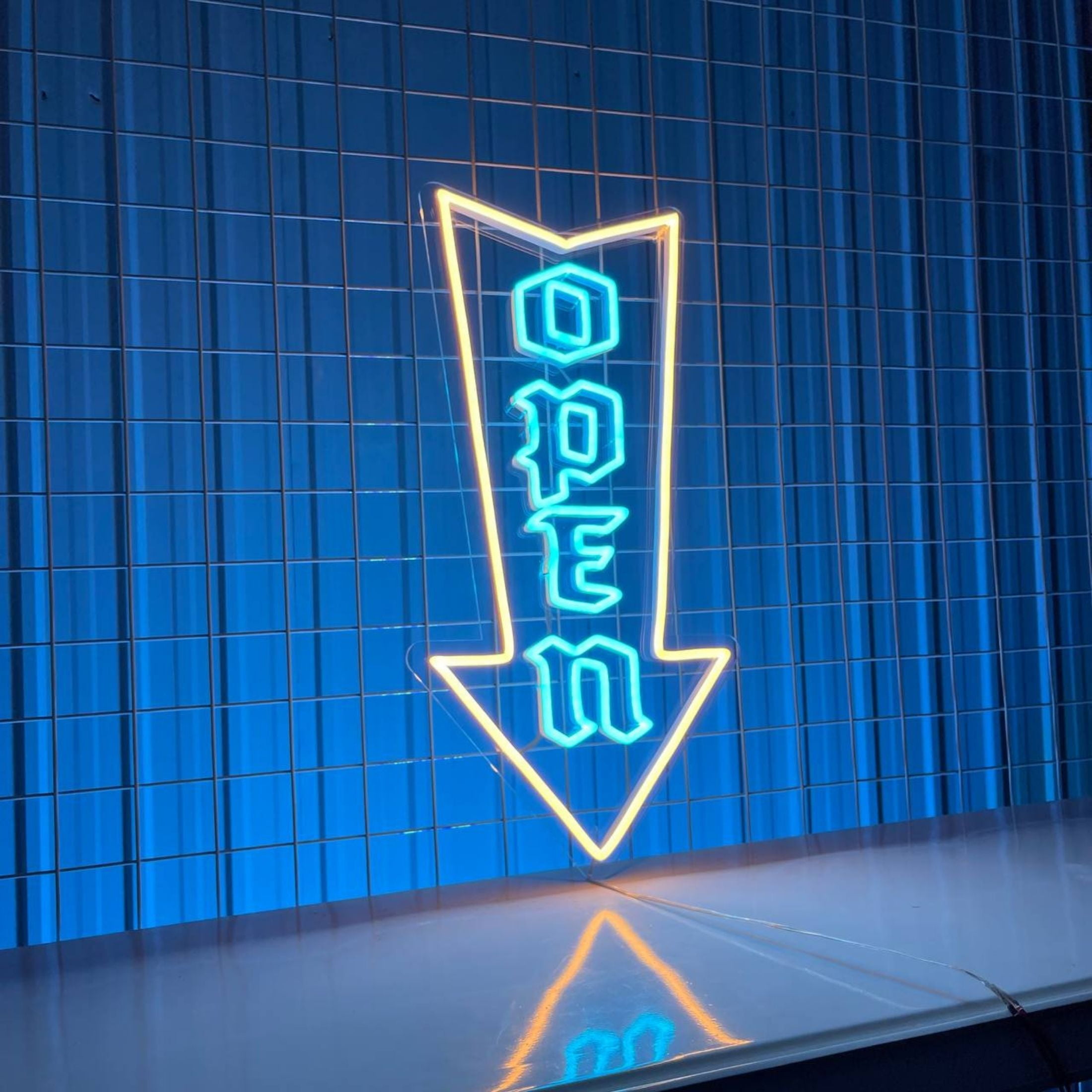Handmadetneonsign Open Direction Neon Sign, Open Arrow Wall Art Decor ...