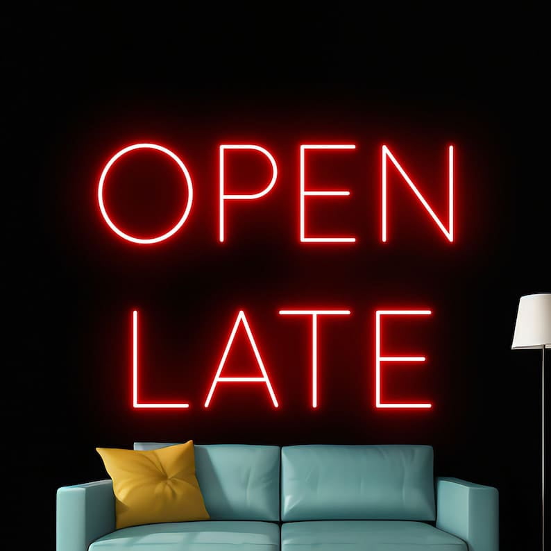 Handmadetneonsign Open Late Neon Sign, Open Store Shop Led Wall Art ...
