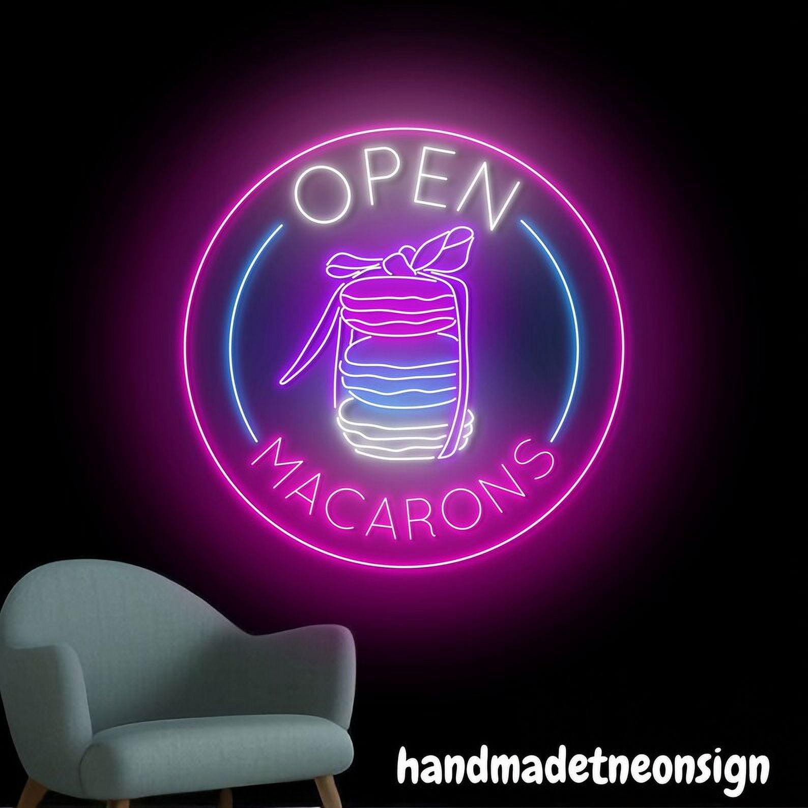 Handmadetneonsign Open Macarons Neon Sign, Macaron Wall Art Light ...
