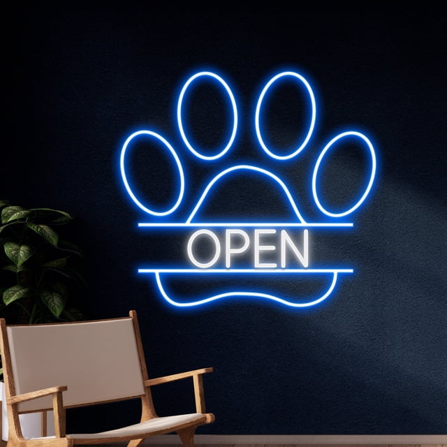 Handmadetneonsign Open Paw Led Sign, Paw Open Neon Sign, Dog Paw Led ...