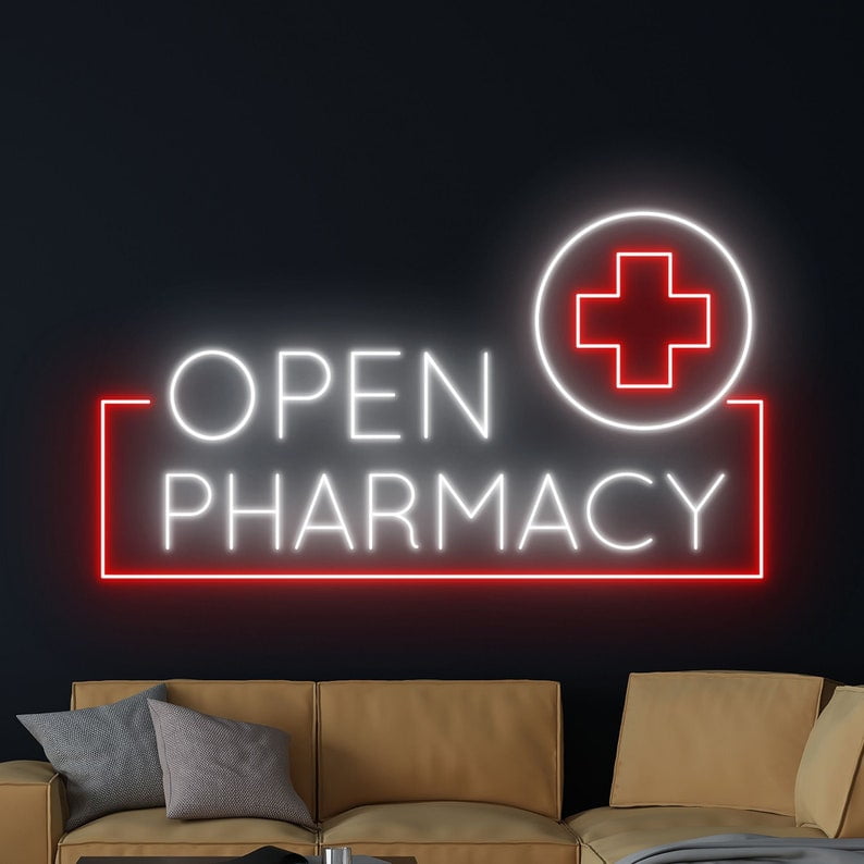 Handmadetneonsign Open Pharmacy Neon Sign, Pharmacy Open Wall Art Decor ...