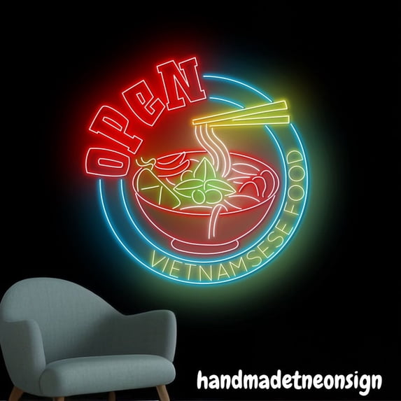 Handmadetneonsign Open Pho Neon Sign, Vietnamese Food Neon Light ...