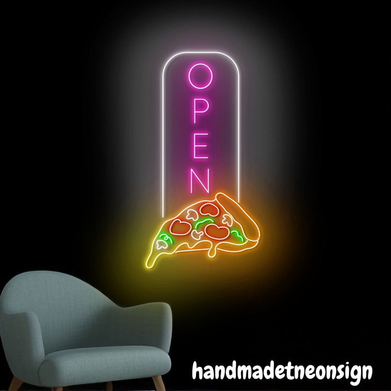 Handmadetneonsign Open Pizza Neon Sign, Pizza Slice Neon Light, Pizza ...