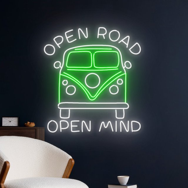 Handmadetneonsign Open Road Open Mind Neon Sign, Camper Led Sign, Van ...