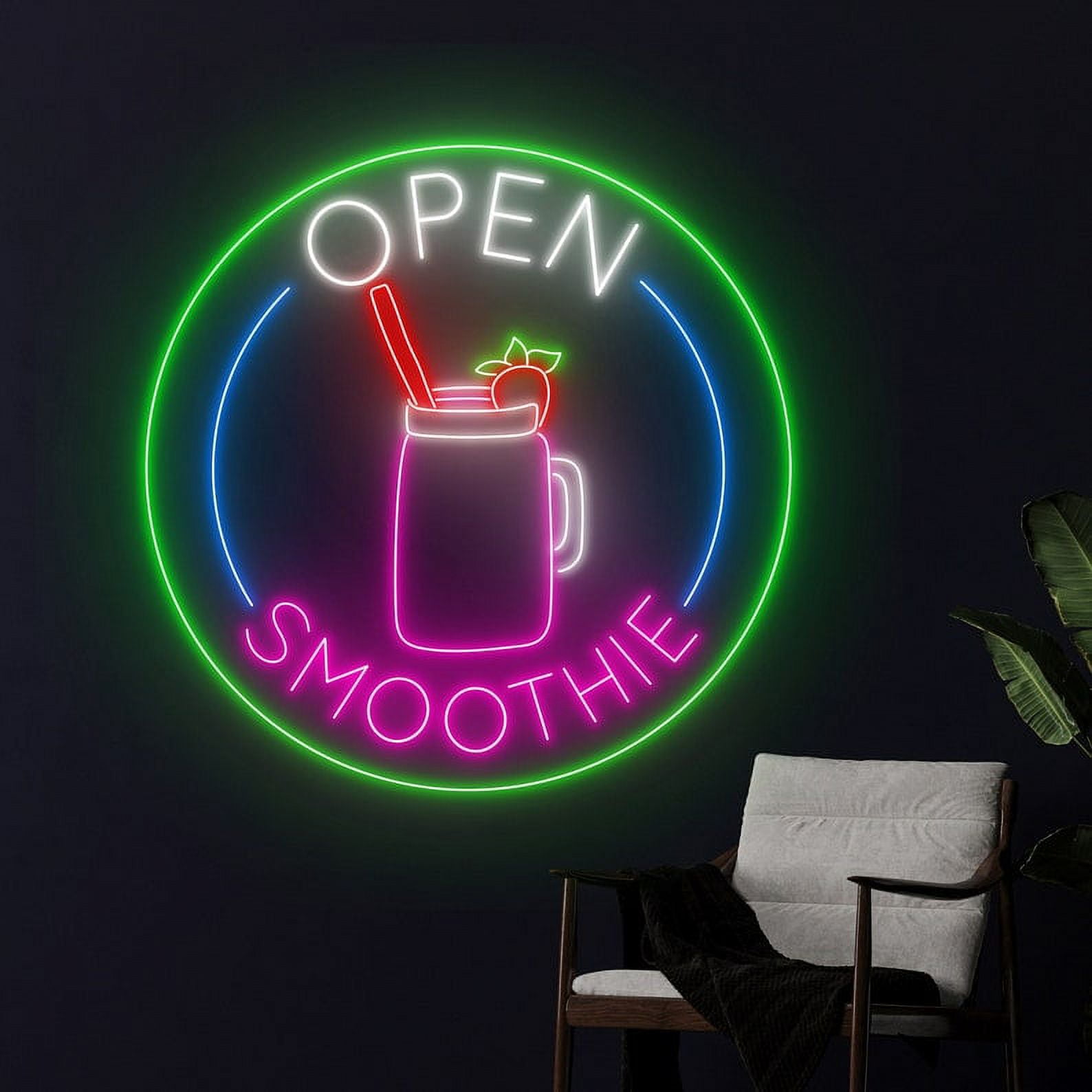 Handmadetneonsign Open Smoothie Neon Sign, Smoothie Fruit Wall Decor ...