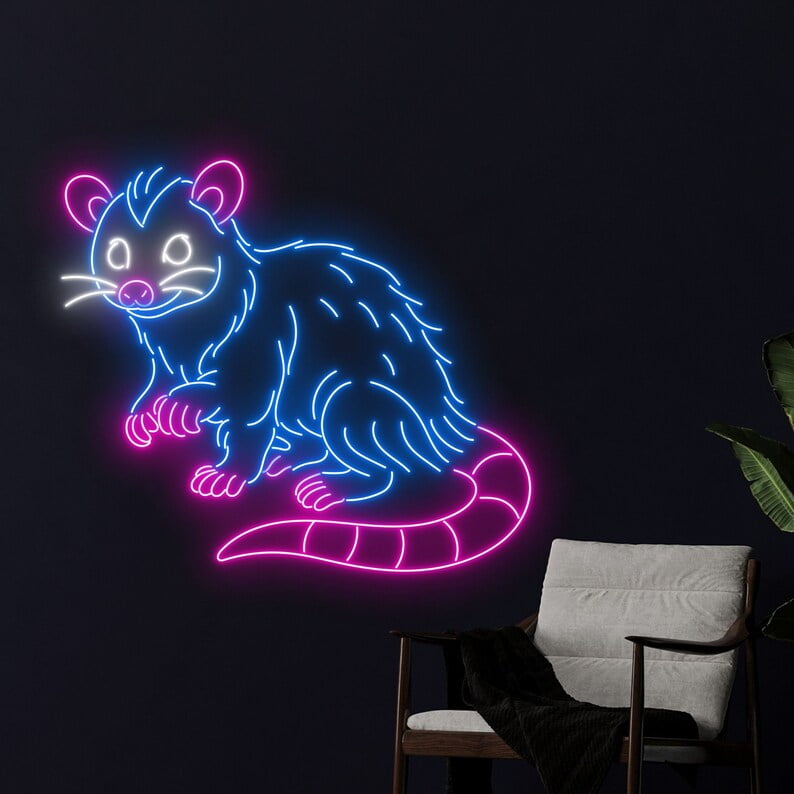 Handmadetneonsign Opossum Neon Sign, Opossum Animal Neon Art Decor ...