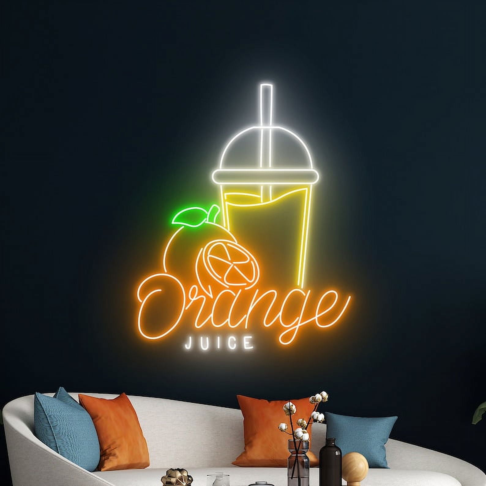 Handmadetneonsign Orange Juice Neon Light, Orange Juice Led Light ...