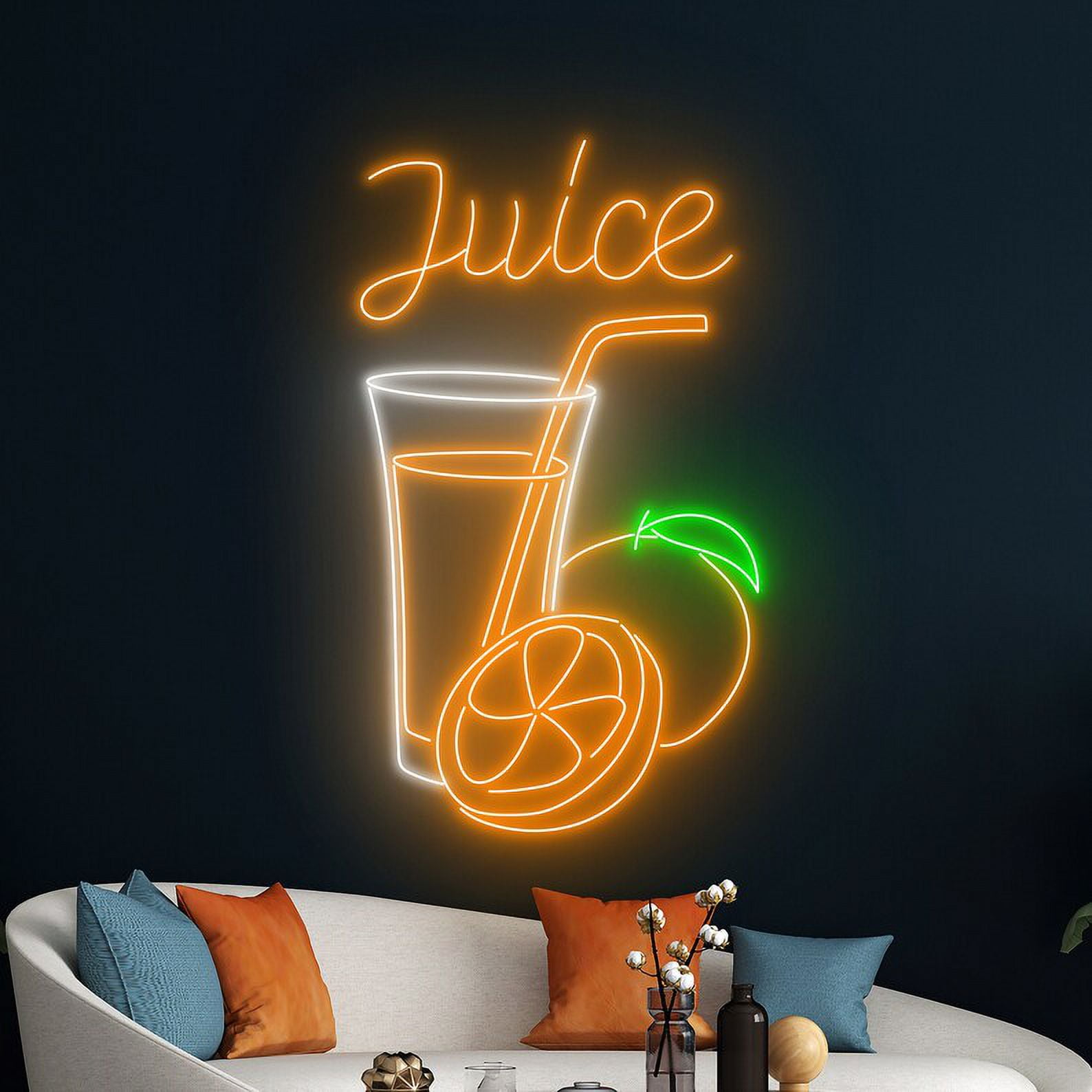 Handmadetneonsign Orange Juice Neon Sign, Orange Juice Store Wall Art ...