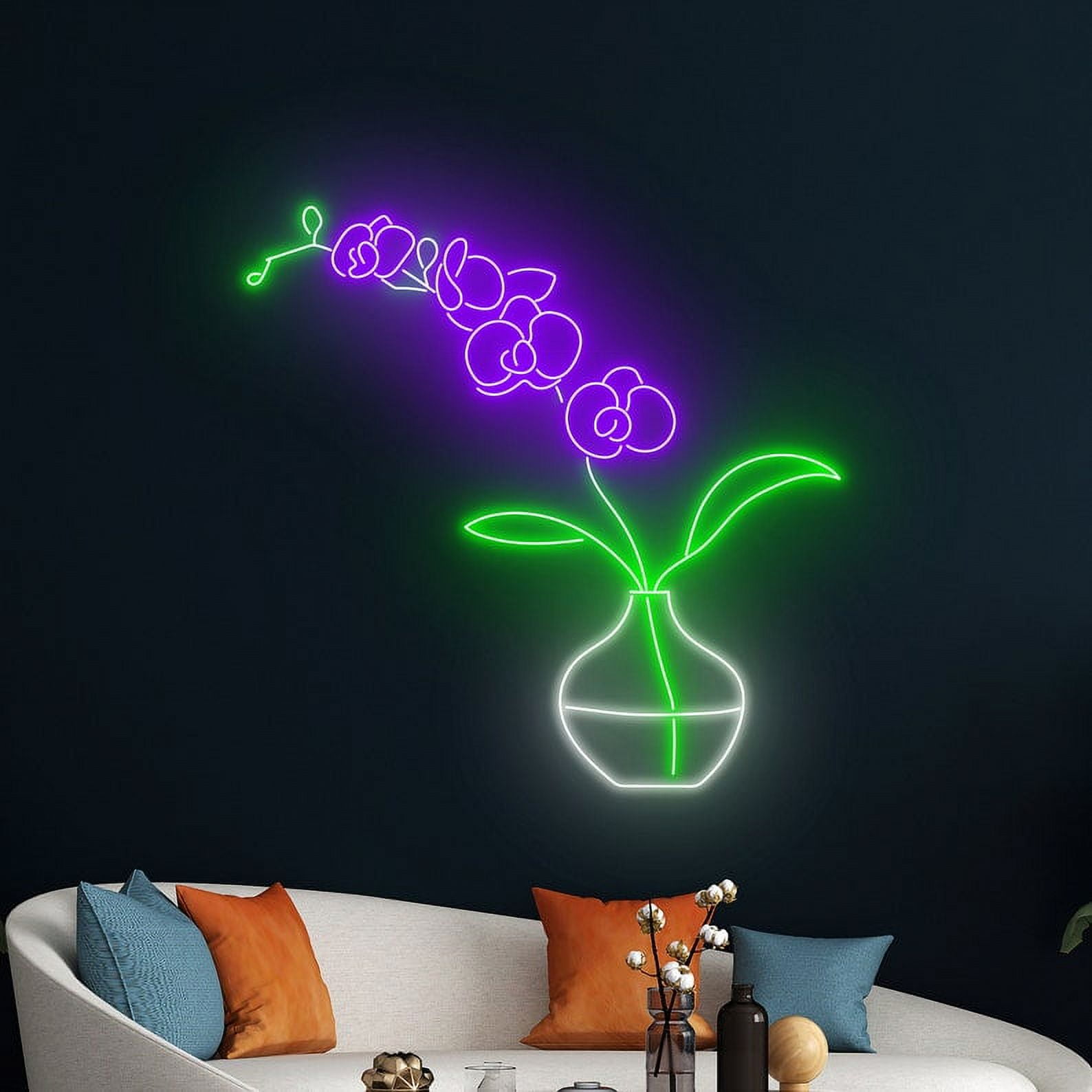 Handmadetneonsign Orchid Vase Led Sign, Orchid Flower Vase Neon Sign ...