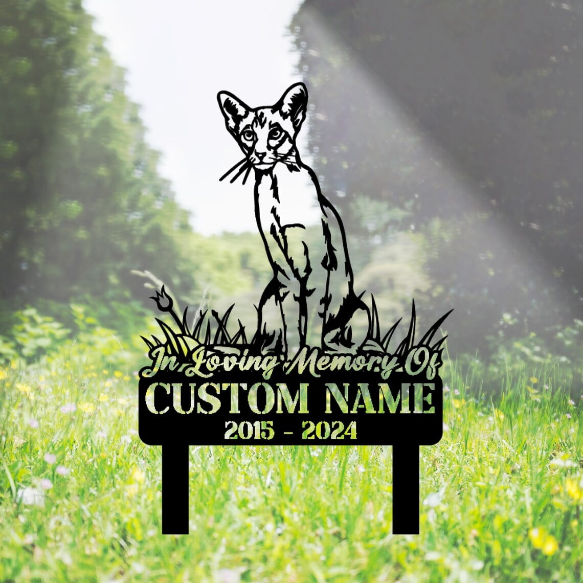 Handmadetneonsign Oriental Shorthair Memorial Metal With Stake, Metal ...