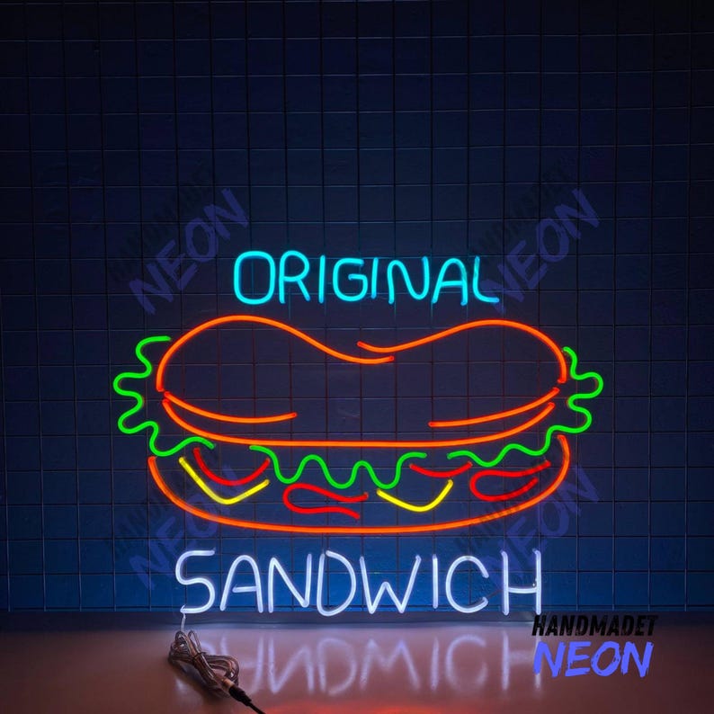 Handmadetneonsign Original Sandwich Neon Sign, Sandwich Store Led Light ...
