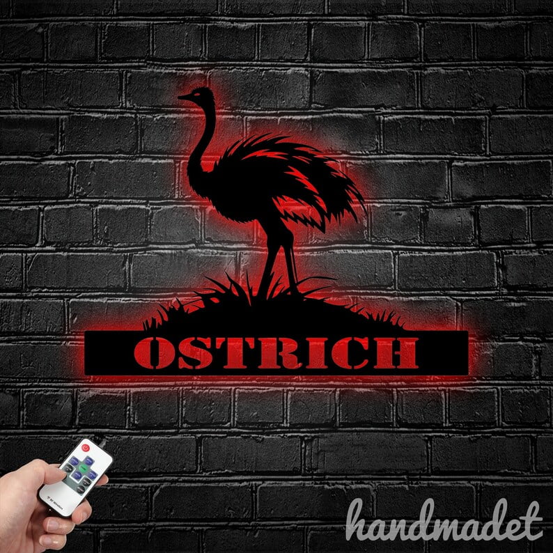 Handmadetneonsign Ostrich Metal Wall Art Light, Ostrich Metal Sign Wall ...
