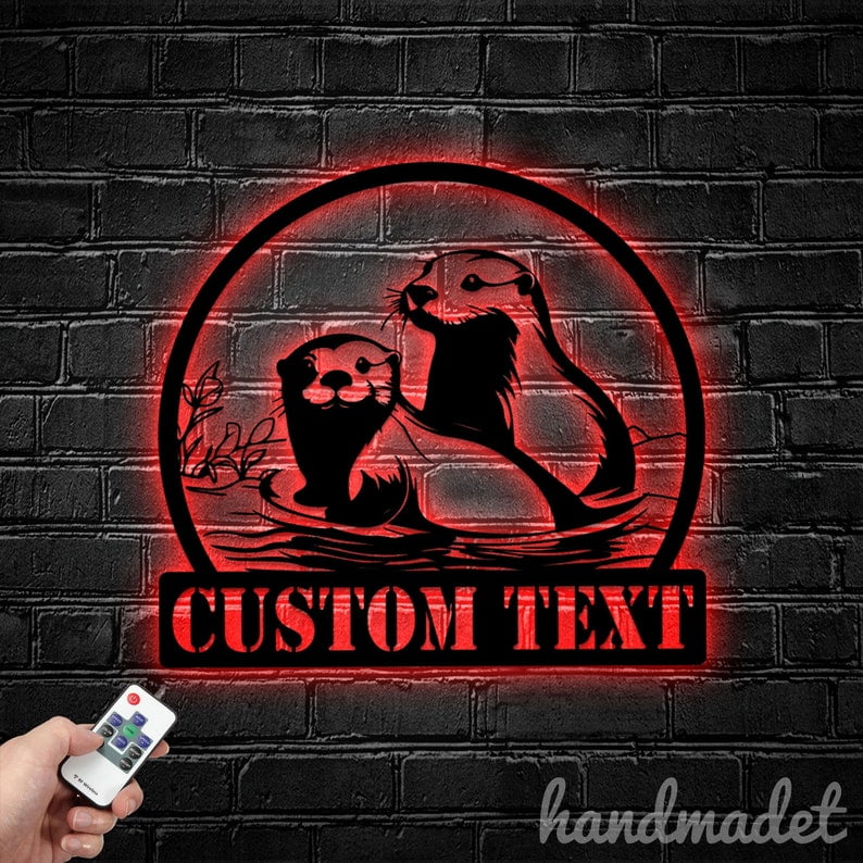 Handmadetneonsign Otter Metal Wall Art Light, Otter Metal Sign Wall ...