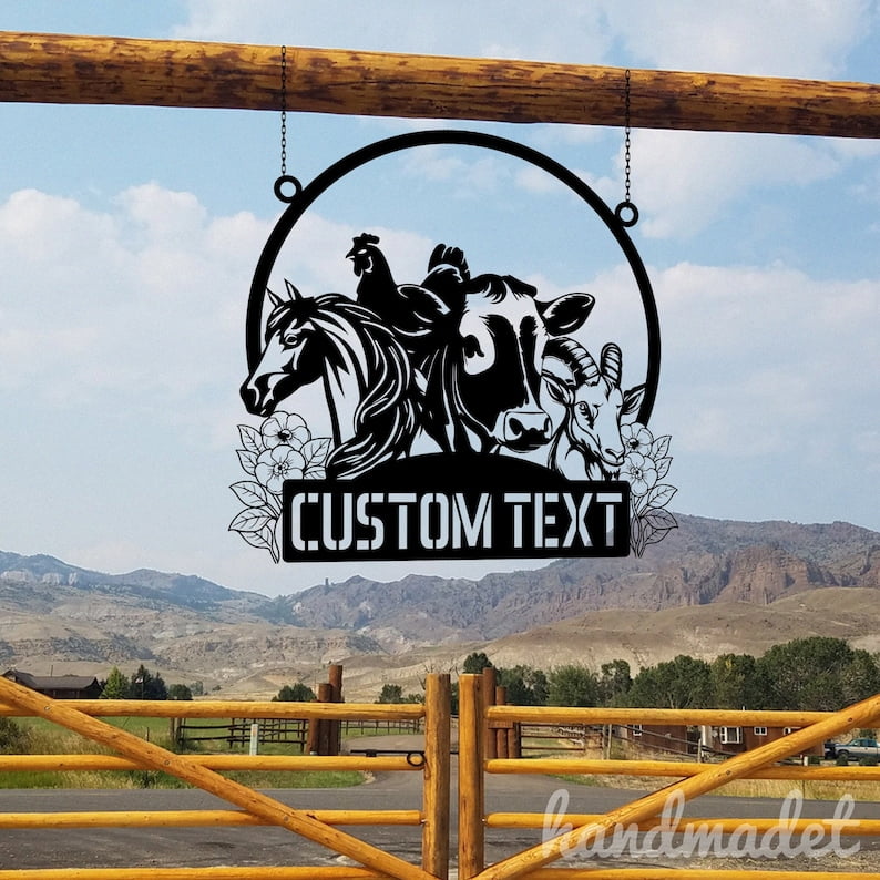 Handmadetneonsign Outdoor Farm Metal Sign Art Hanging, Farm Name ...