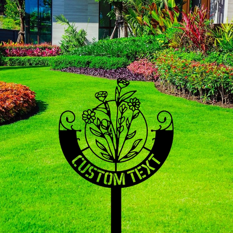 Handmadetneonsign Outdoor Flower Garden Metal Sign With Stakes, Garden ...