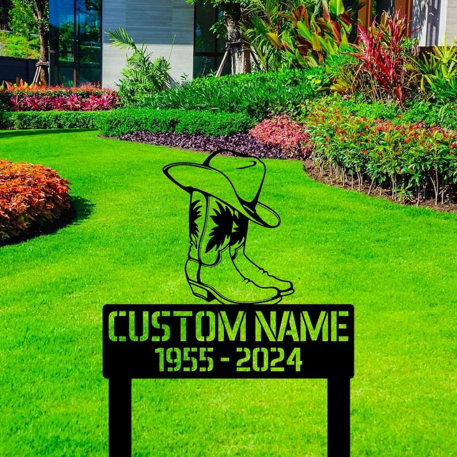 Handmadetneonsign Outdoor Memorial Cowboy Metal Sign With Stakes ...