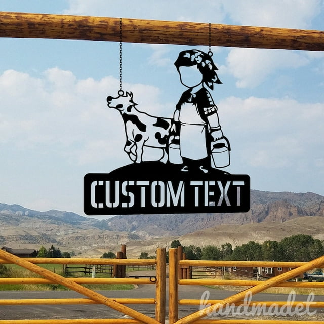 Handmadetneonsign Outdoor Milker Metal Wall Art Hanging, Milker Name ...