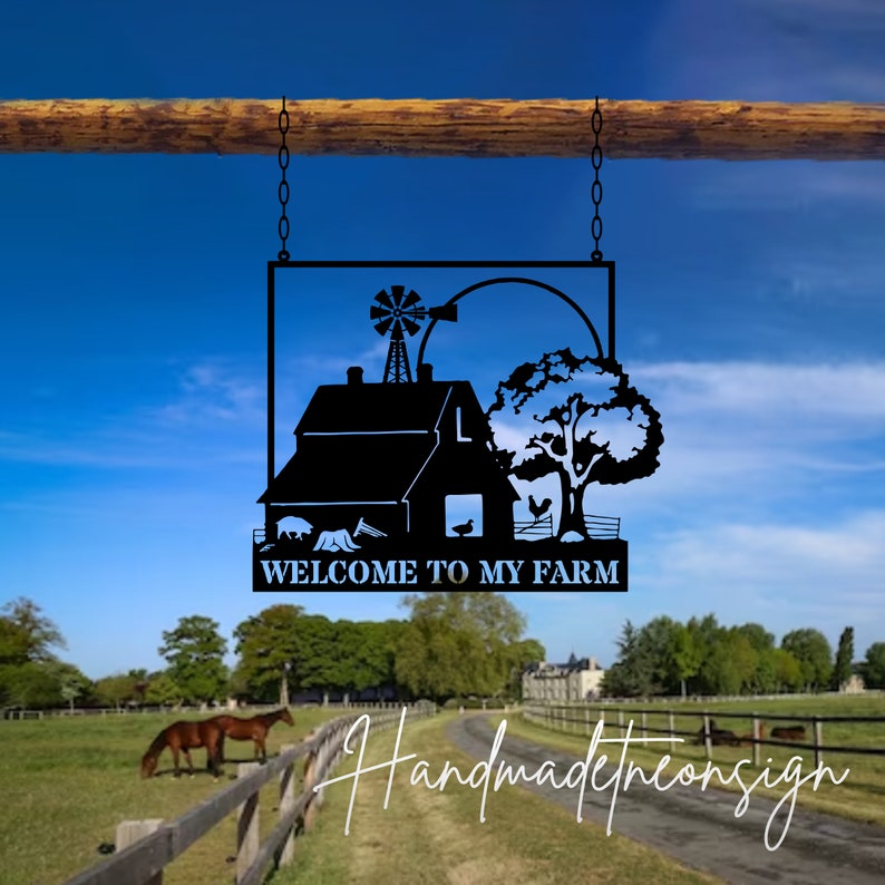 Handmadetneonsign Outdoor Welcome to My Farm Metal Sign Hanging ...