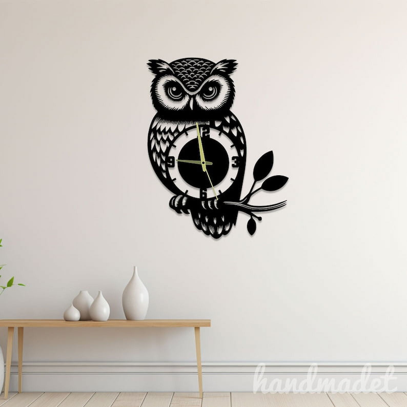 Handmadetneonsign Owl Wall Clock Unique, Animal Year Date Round Wall ...