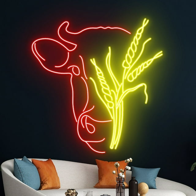 Handmadetneonsign Paddy Cow Neon Sign, Farm LED Sign, Vegetable Neon ...