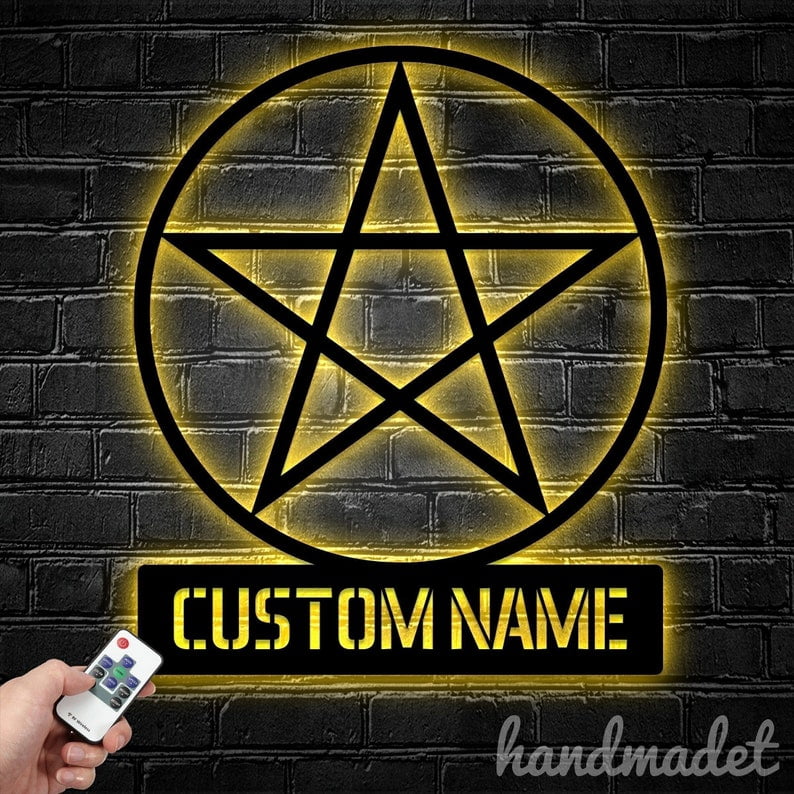 Handmadetneonsign Pagan Symbol Name Metal Wall Art Led Light, Pagan ...