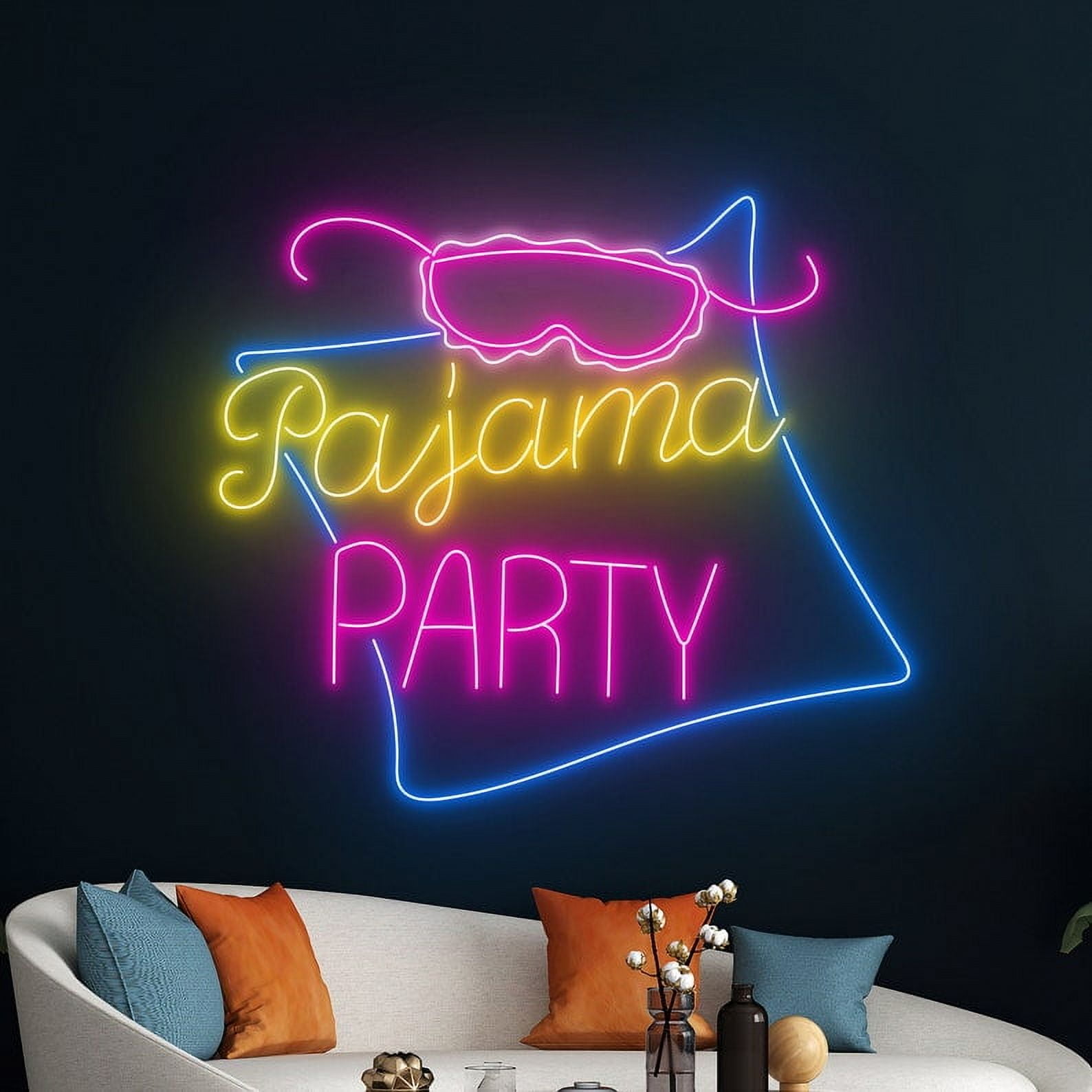 Handmadetneonsign Pajama Party Neon Sign, Pajama Party LED Light, Girl ...