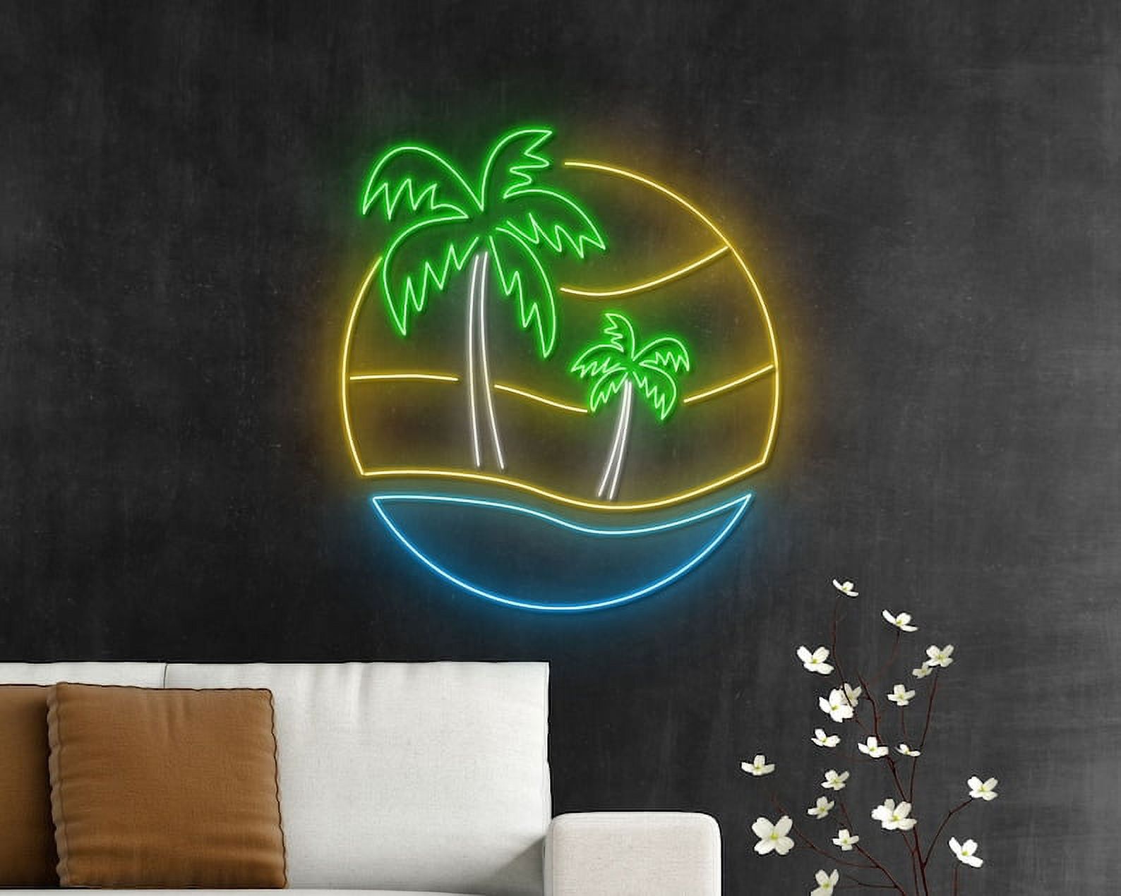 Handmadetneonsign Palm Tree And Sun Neon Light, Palm Tree And Sun Neon ...