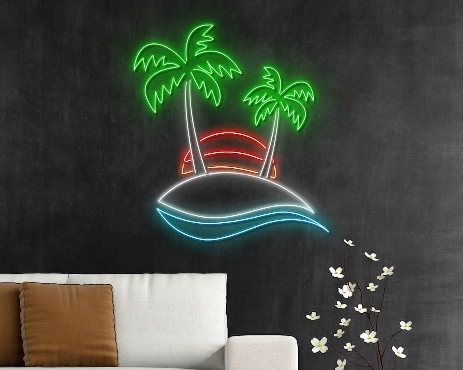 Handmadetneonsign Palm Tree And Sunset Neon Light, Palm Tree And Sunset ...