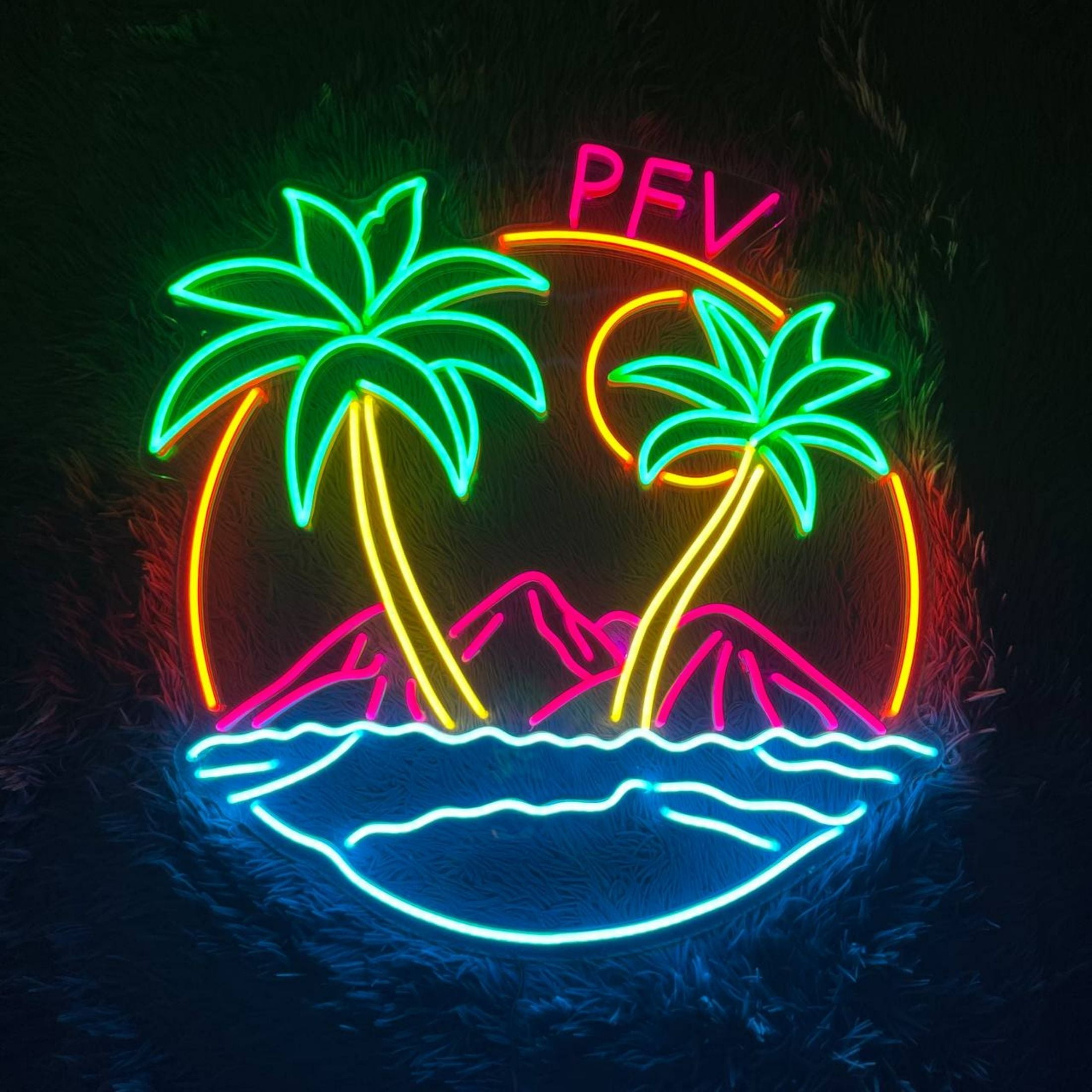 Handmadetneonsign Palm Tree And Sunset Neon Sign, Sunset Wall Art Decor ...