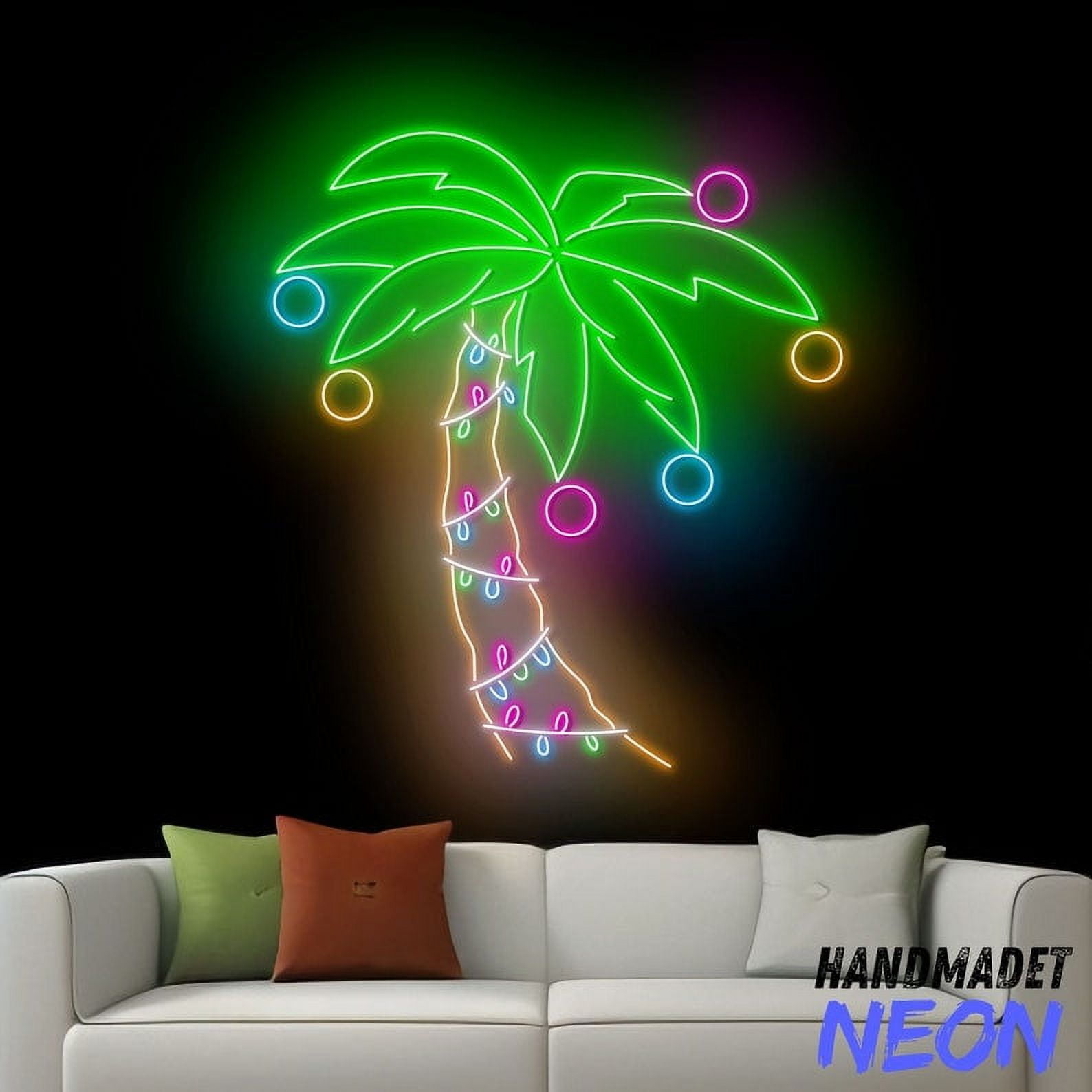 Handmadetneonsign Palm Tree Neon Sign, Christmas Palm Tree Wall Art ...