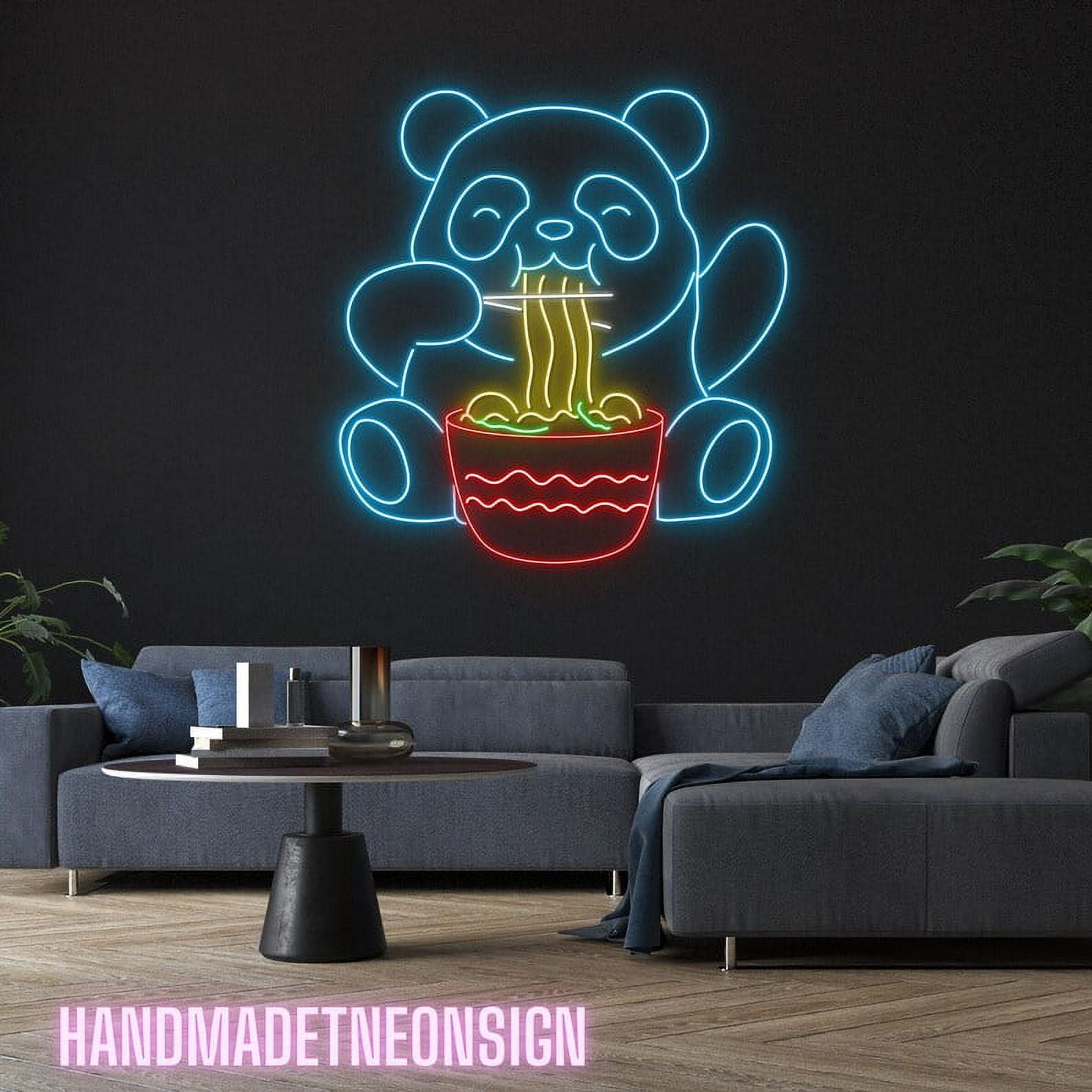 Handmadetneonsign Panda Eating Noodles Neon Sign, Panda Eating Ramen ...