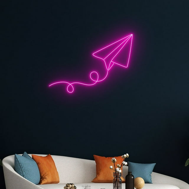 Handmadetneonsign Paper AirPlane Neon Sign, AirPlane Neon Led Wall Art ...