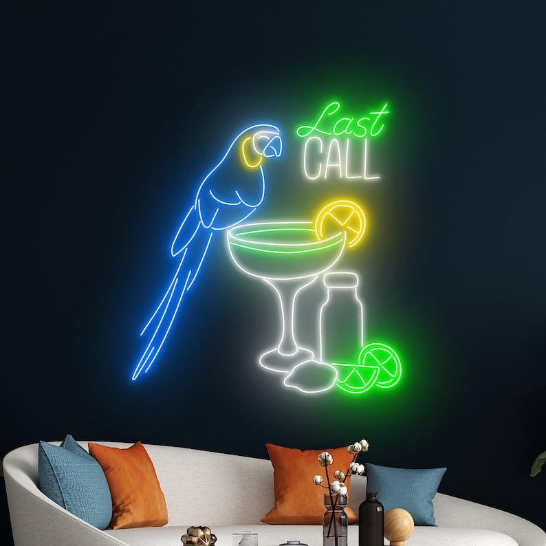 Handmadetneonsign Parrot Margarita Neon Sign, Margarita LED Light ...