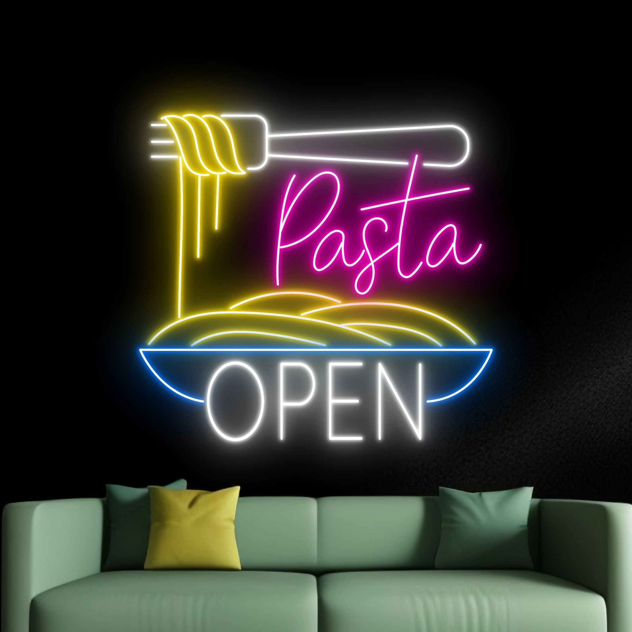 Handmadetneonsign Pasta Neon Sign, Pasta Open Store Wall Art Decor ...